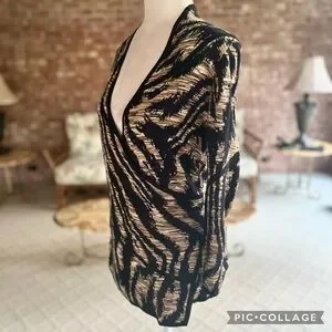 NIC+ZOE | Tops | Niczoe Top Animal Print Black Brown Asymmetrical Knit ...